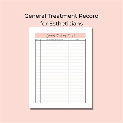 Esthetician Client Record Form Etsy