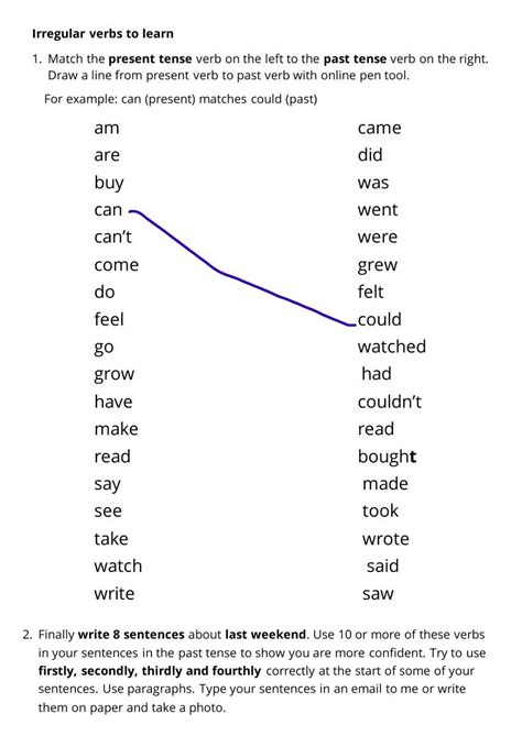 6236193 Past Tense Irregular Verb Matching Quiz And