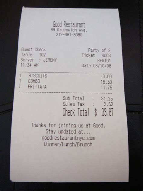 Restaurant Receipt