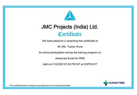 Tushar Arora On Linkedin Advance Exceltraining Excel Certificate
