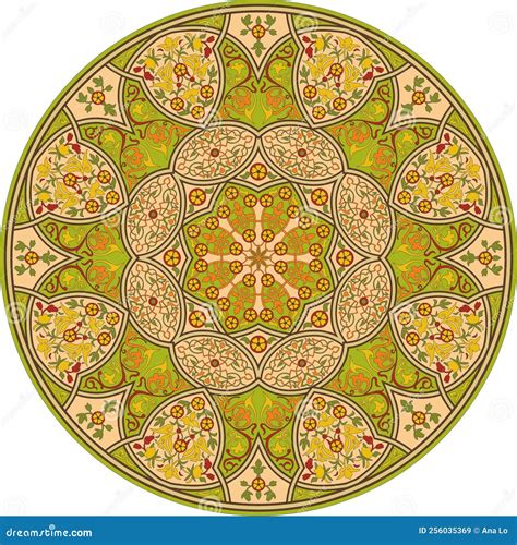 Vector Round Oriental National Ornament Color Arabesque Stock Vector