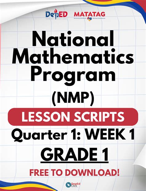 Grade 1 National Mathematics Program Nmp Lesson Scripts Deped Click