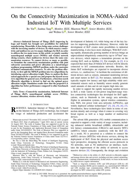 On The Connectivity Maximization In Noma Aided Industrial Iot With Multiple Services Pdf