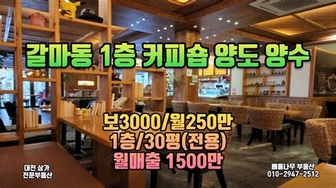 갈마동 1층 카페 양도 양수 커피숍 매매대전상가 임대 Youtube