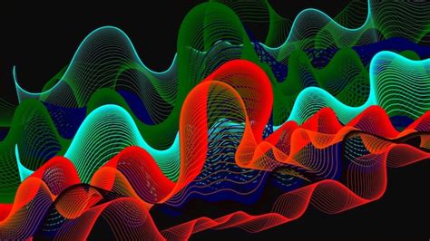 Premium Photo Red Green And Blue Color Wavy Line With Black Background Abstract Colorful Wavy