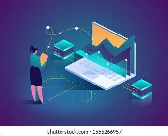 Vector Isometric Concept Data Analysis Network Stock Vector Royalty Free Shutterstock