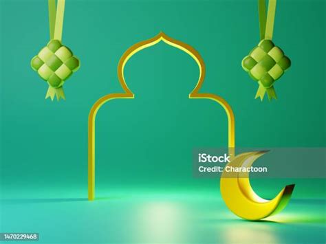 3d 렌더링 무슬림 이슬람 축제 배경 그림 라마단 이드 무바라크 인사말 카드 템플릿 Eid Mubarak에 대한 스톡 사진 및