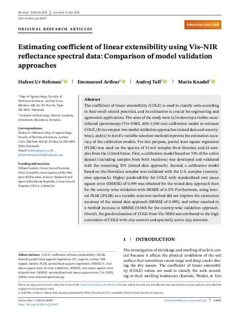 Pdf Estimating Coefficient Of Linear Extensibility Using Vis Nir