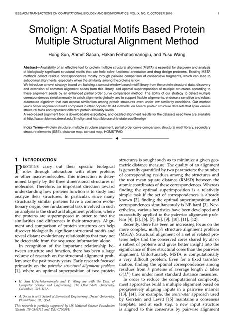 Pdf Smolign A Spatial Motifs Based Protein Multiple Structural Alignment Method