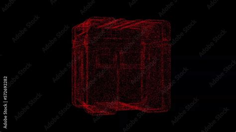3d Futuristic Box On Black Bg Object Dissolved Red Flickering Particles Business Backdrop