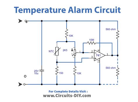 Temperature Alarm Circuit 555 LM741