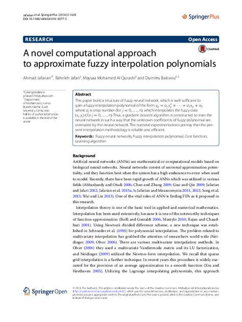 Pdf A Novel Computational Approach To Approximate Fuzzy Interpolation