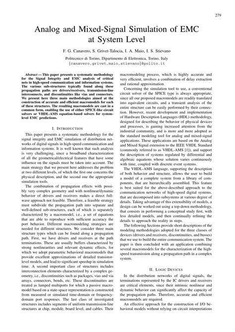 Pdf Analog And Mixed Signal Simulation Of Emc At System Level
