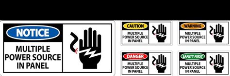 Danger Sign Multiple Power Source In Panel Vector Image