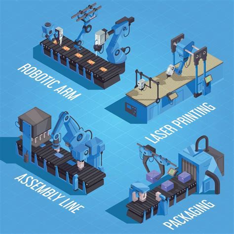 Isometric Robot Automation Composition Vector Illustration 3051208 Vector Art At Vecteezy
