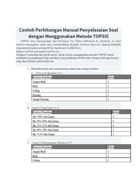 Contoh Penerapan Metode Topsis Pdf