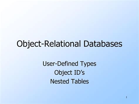 Object Relational Databases Ppt Download