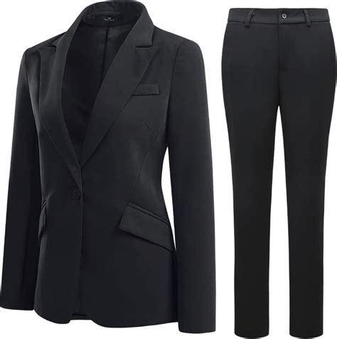 Yynuda Womens 2 Piece Set One Button Solid Colour Casual Business