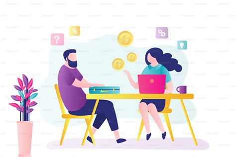 여성 금융 컨설턴트와 이야기하는 사업가 투자 계획 은행 재정 고문 세무 전문가 비즈니스 컨설팅 분석 성장 이익 및 저축 벡터 그림 벡터 Unsplash의