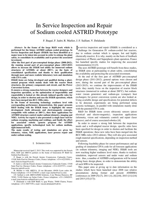 Pdf In Service Inspection And Repair Of Sodium Cooled Astrid Prototype