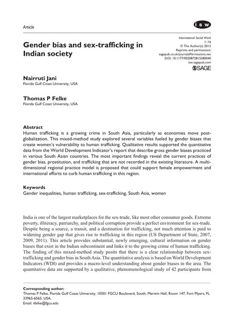 PDF Gender Bias And Sex Trafficking In Indian Society