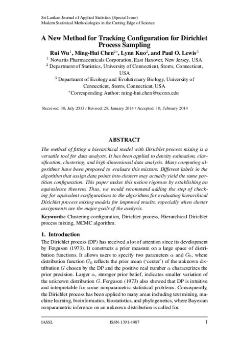 pdf a new method for tracking configuration for dirichlet process sampling