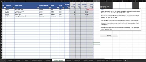 Template Stock Inventory Excel Rekemen MY