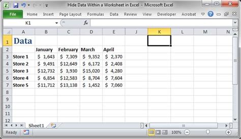 Hide Data Within A Worksheet In Excel