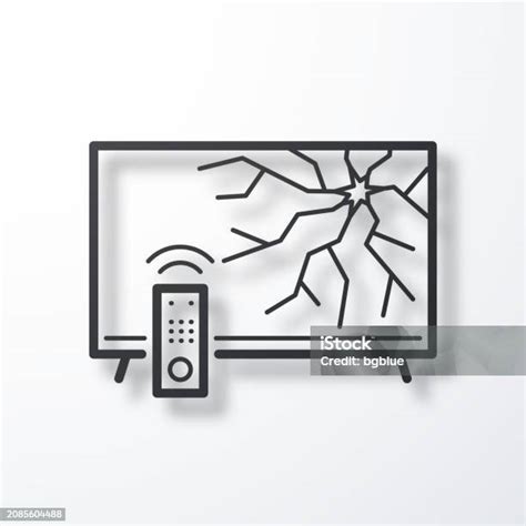 화면이 깨진 Tv 흰색 배경에 그림자가 있는 선 아이콘 3차원 형태에 대한 스톡 벡터 아트 및 기타 이미지 3차원 형태 Tv 보기 개념 Istock