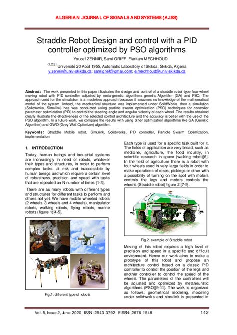 Pdf Straddle Robot Design And Control With A Pid Controller Optimized
