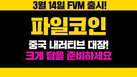 파일코인 3월 14일 Fvm 출시 중국 내러티브 대장 크게 담을 준비하세요 파일코인 파일코인시세 파일코인채굴 파일
