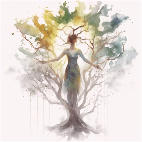 Premium Photo A Woman Is Standing In A Tree With The Word Tree On It