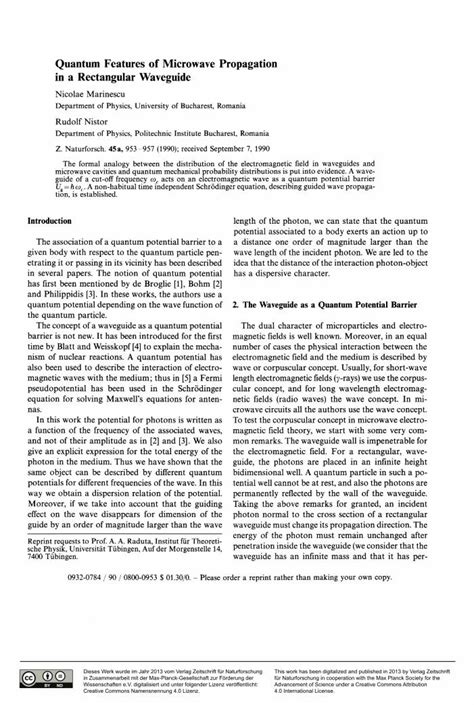 Pdf Quantum Features Of Microwave Propagation In A Rectangular
