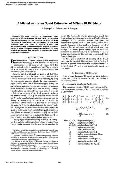 PDF AI Based Sensorless Speed Estimation Of Phase BLDC Motor