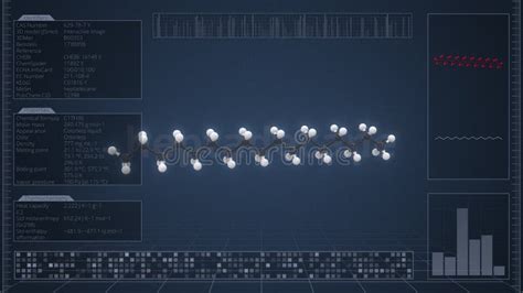 Overview Of The Molecule Of Heptadecane On The Computer Screen 3d Rendering Stock Illustration