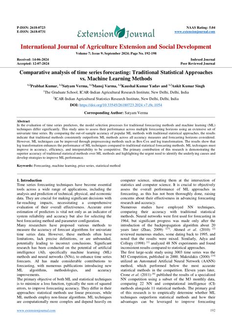 Pdf Comparative Analysis Of Time Series Forecasting Traditional Statistical Approaches Vs
