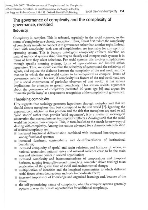 Pdf The Governance Of Complexity And The Complexity Of Governance