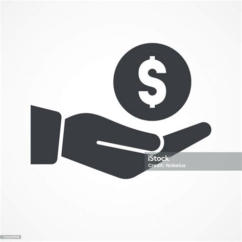 동전 라인 아이콘과 간단한 손 기호 및 기호 벡터 그림 디자인입니다 흰색 배경에 격리 가격에 대한 스톡 벡터 아트 및 기타