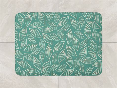 Leaves Bath Mat Green Beige Bath Mat Foam Bath Rug Modern Bathroom