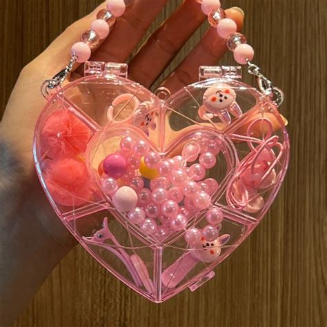 어린이 하트 모양의 보석 선물 상자 세트 어린이 머리핀 머리 넥타이 Becklace 반지 스타일 토끼 머리