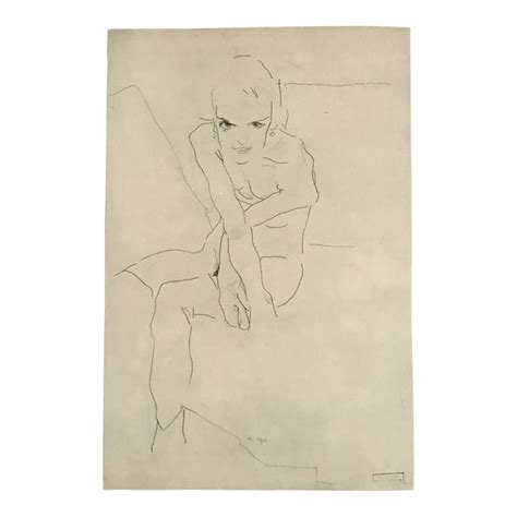 1981 Egon Schiele 37 Erotic Drawing Seated Girl Chairish