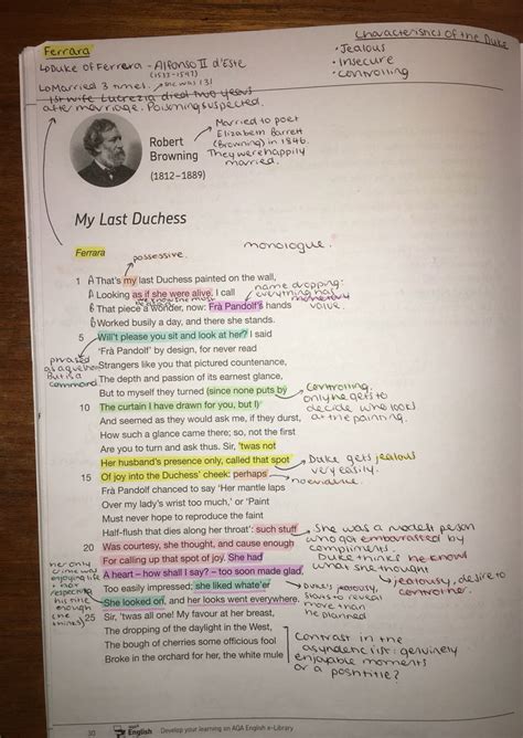 Analyzing My Last Duchess AQA Power And Conflict Poems