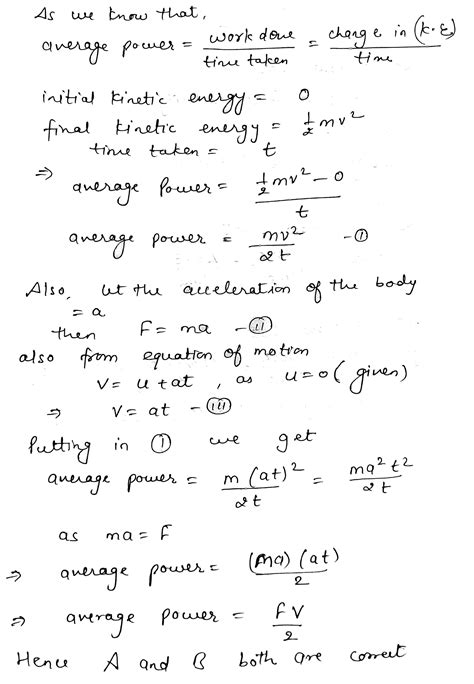 An Object Of Mass M Initially Rest Under The Action Of A Constant Force F Attains A Velocity In