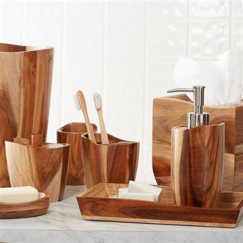 Walnut Bathroom Accessories Set Semis Online