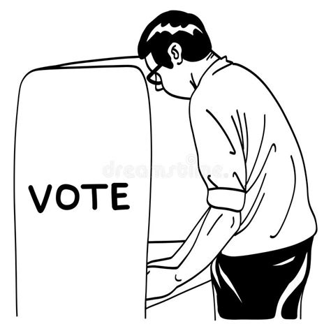 Man Citizen Voting Stand Vote Cartoon Doodle Drawing Vector