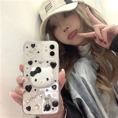 당일🚀15시리즈미니가능 고양이 체리 레진 케이스 투명 키티 헬로키티 아이폰 12미니 13미니 7 8 Se2 Se3 11 12 13 14 15 프로 맥스 플러스 에이블리
