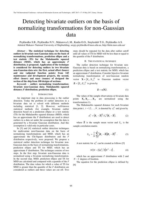 Pdf Multivariate Outlier Detection Technique Based On Normalizing Transformations For Non