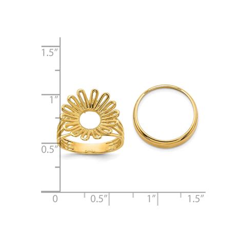 South African 110 Oz Gold Krugerrand Coin Bezel Ring Prong Set Gold