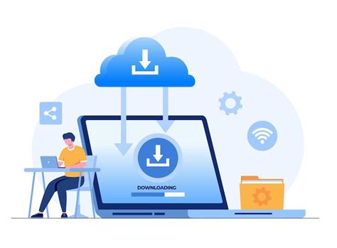 Premium Vector Cloud System File Download Database Protection Concept Data Center File