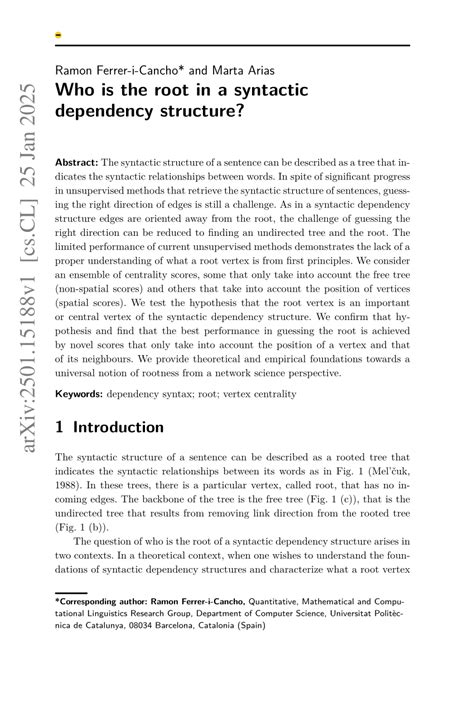 Pdf Who Is The Root In A Syntactic Dependency Structure
